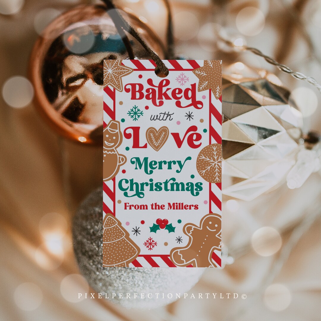 Editable Cookie Gift Tag Baked With Love Gift Tag Cookie Exchange Gift ...