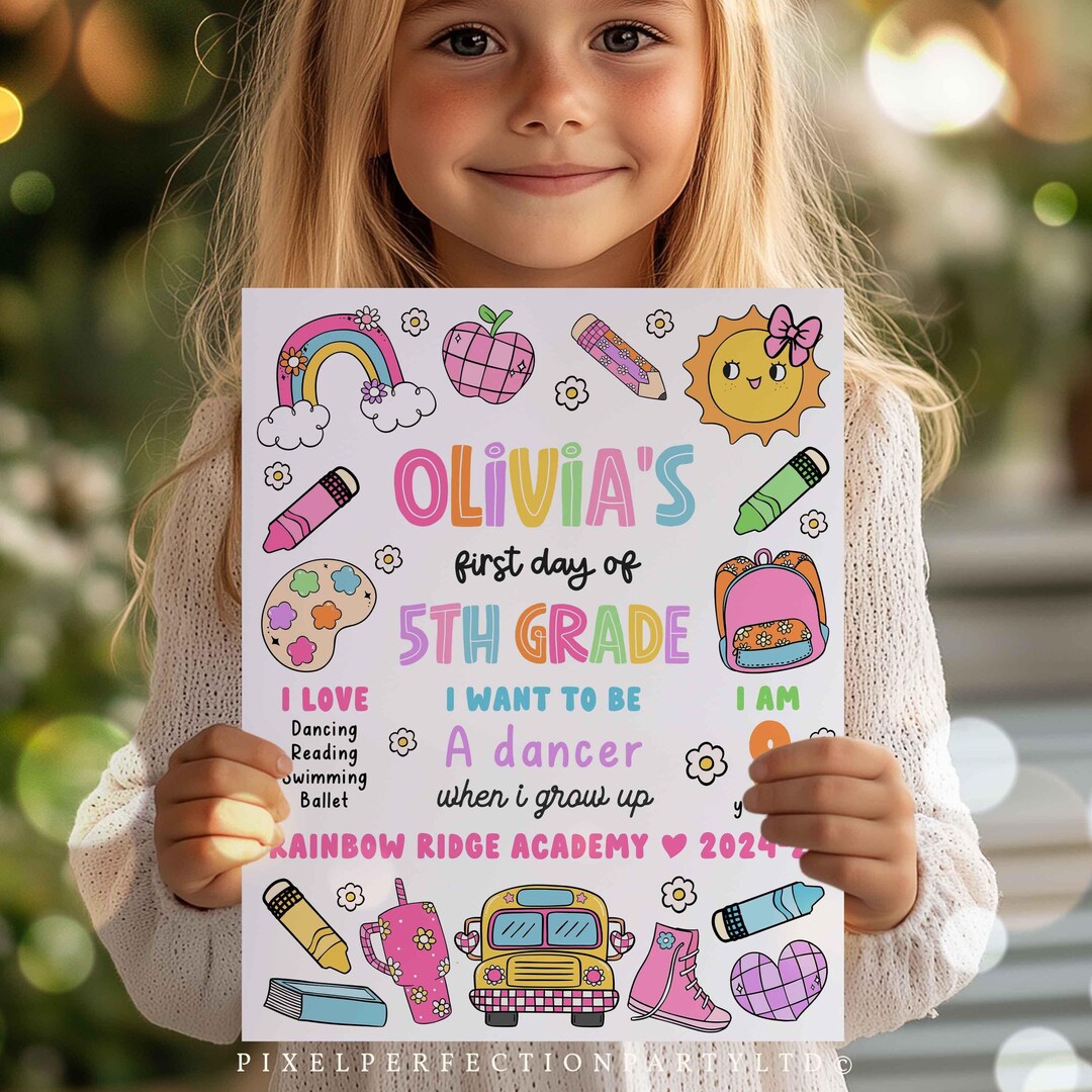 Editable First Day of 5th Grade Sign Printable First Day of 5th Grade ...