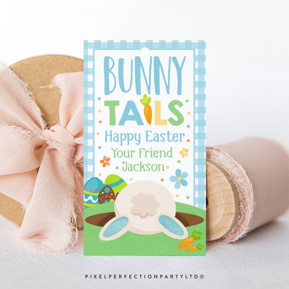 Editable Easter Bunny Tails Gift Tag Easter Treat Candy Gift Tag Easter ...