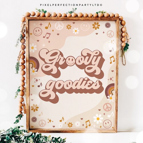 Retro Daisy Birthday Party Groovy Goodies Sign Groovy Floral - Etsy