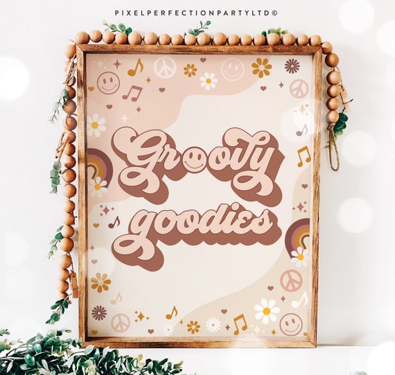 Music Festival Birthday Groovy Goodies Party Sign Retro Groovy ...