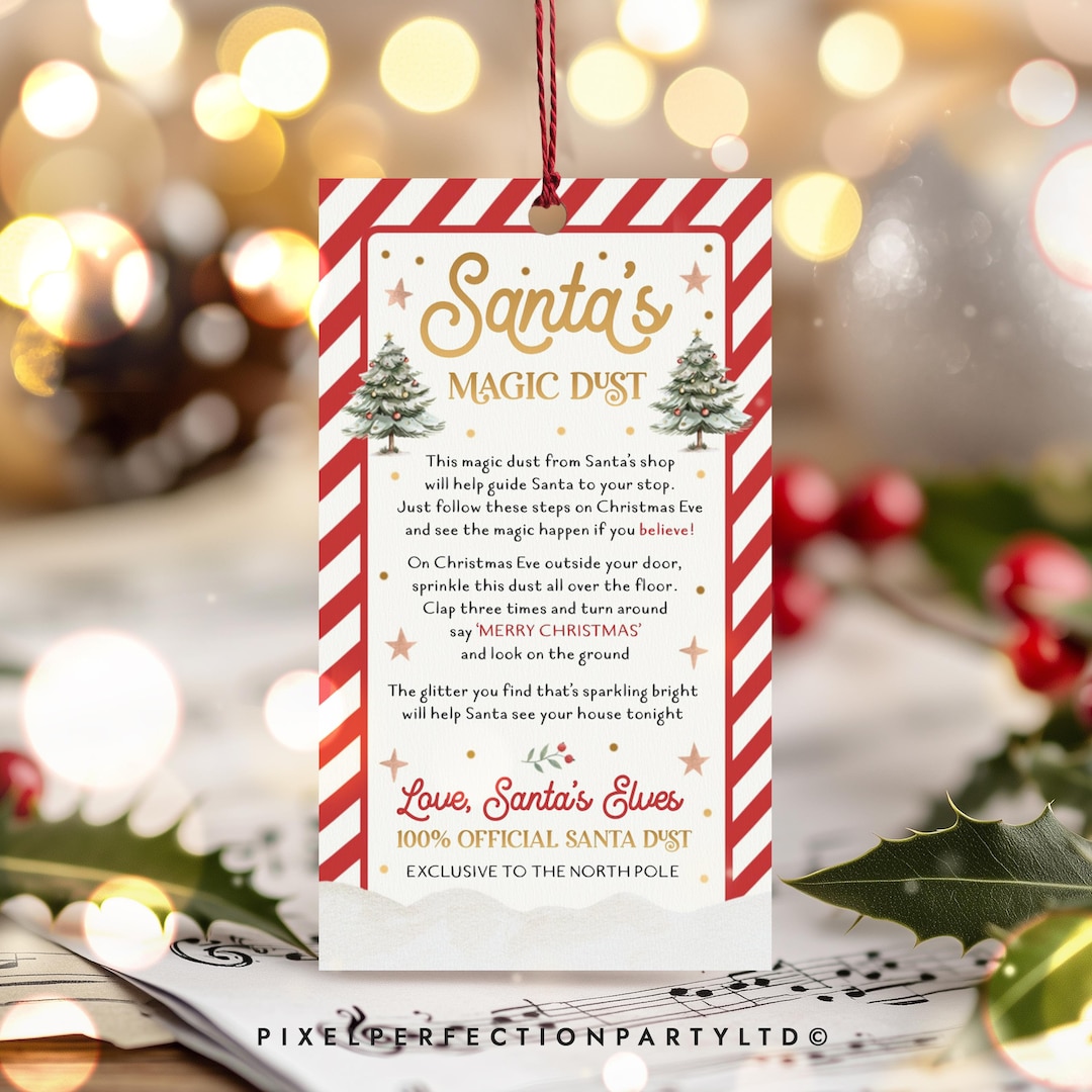 Editable Santa's Magic Dust Christmas Gift Tag Santa's Magical Dust Tag Christmas Eve Tradition ...