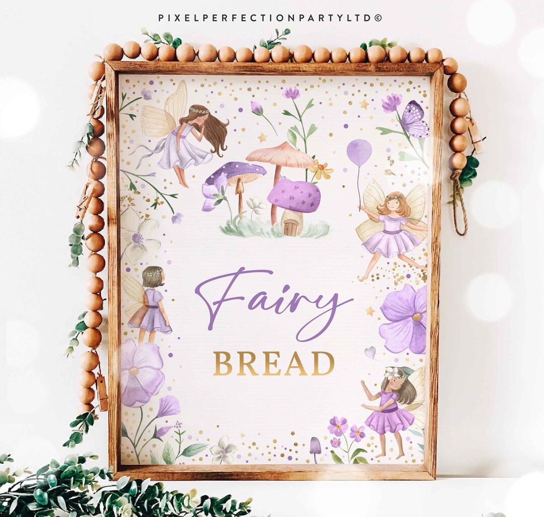Fairy Birthday Party Fairy Bread Table Sign Whimsical Enchanted Magical ...
