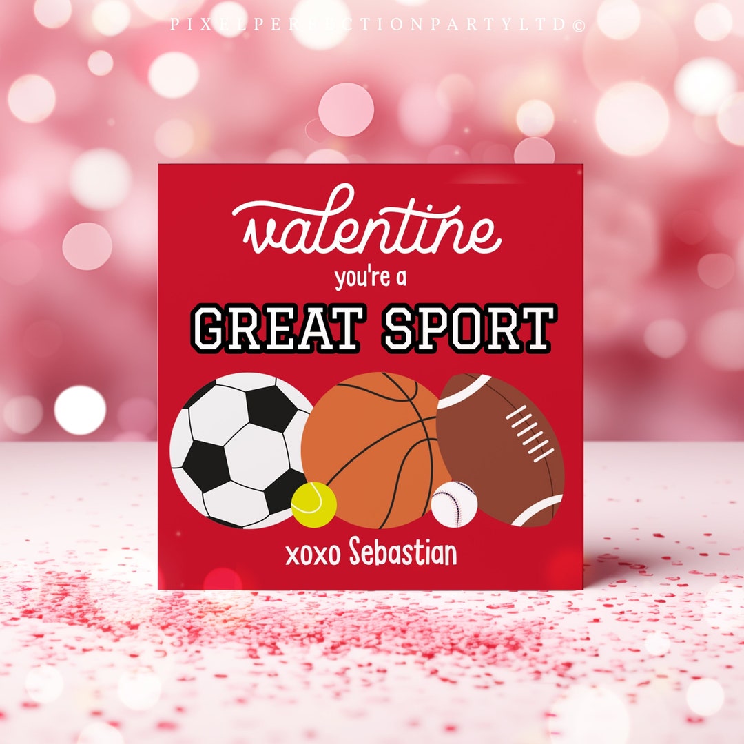 Editable Sports Valentine's Day Gift Tag You're A Great Sport Valentine ...