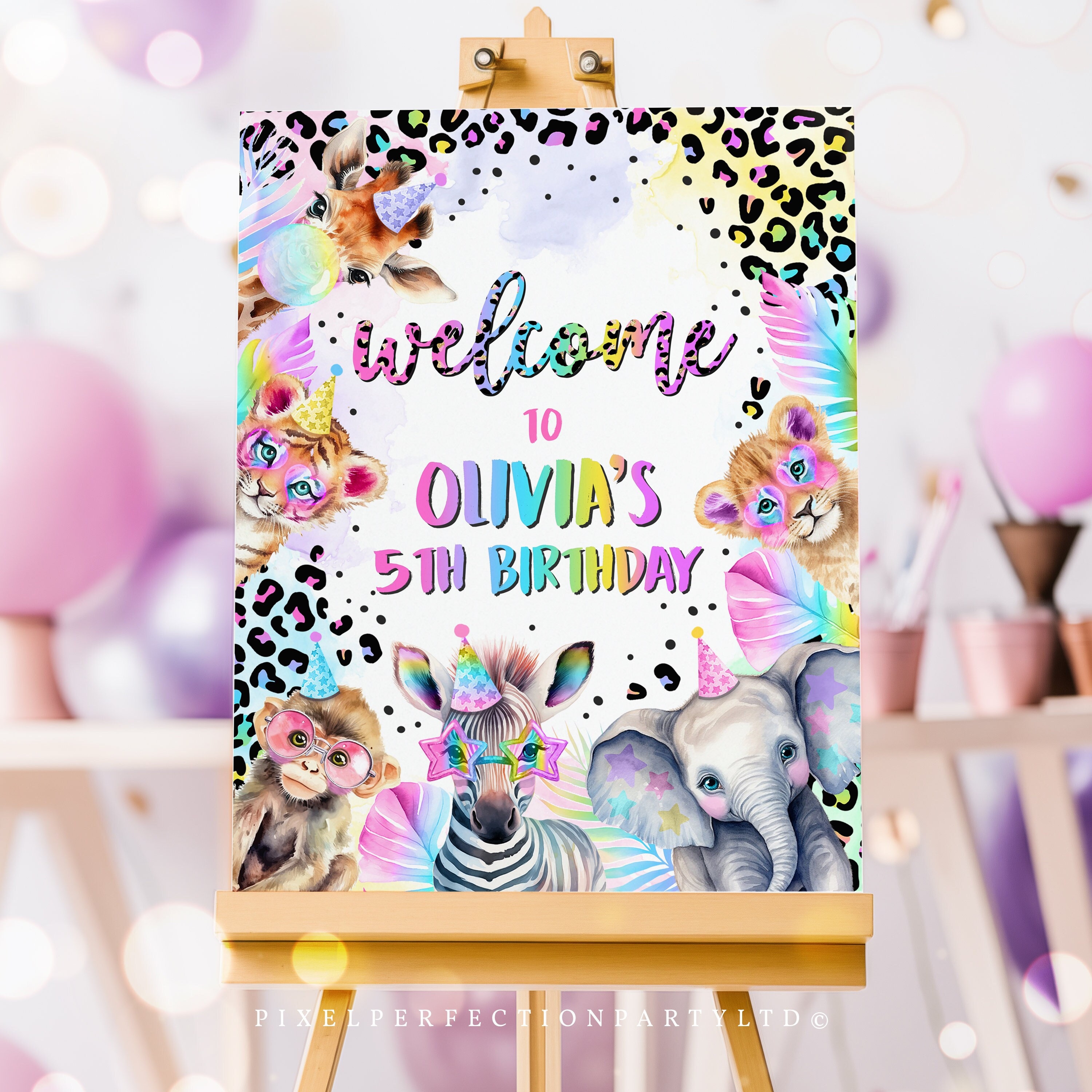 Editable Safari Animals Welcome Sign Rainbow Safari Welcome Sign ...