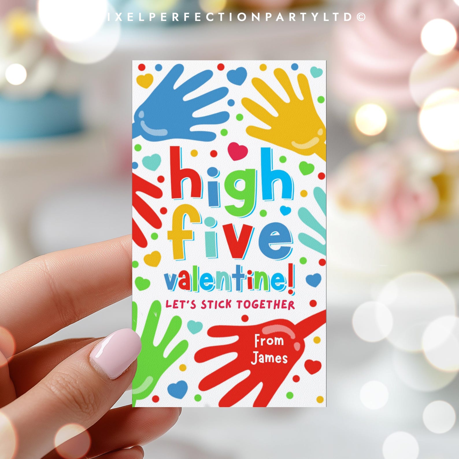 Editable High Five Sticky Hand Valentine's Tag Slappy Valentine's Tag ...