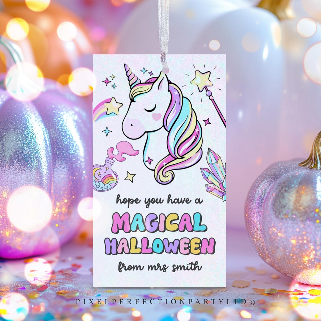 Editable Unicorn Halloween Gift Tag Have A Magical Halloween Unicorn ...