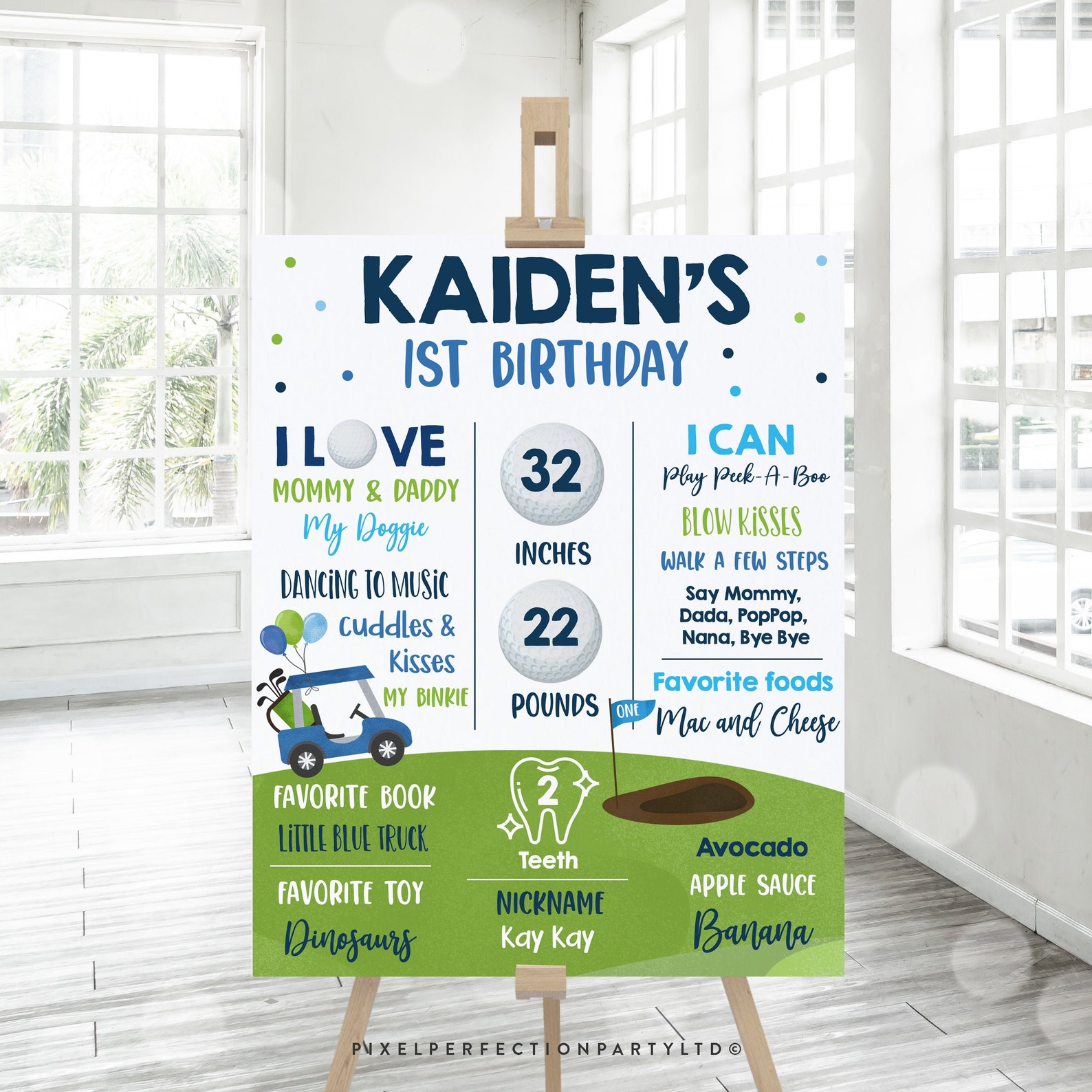 Editable Golf Birthday Milestone Sign Poster Hole in One Golf 1st ...