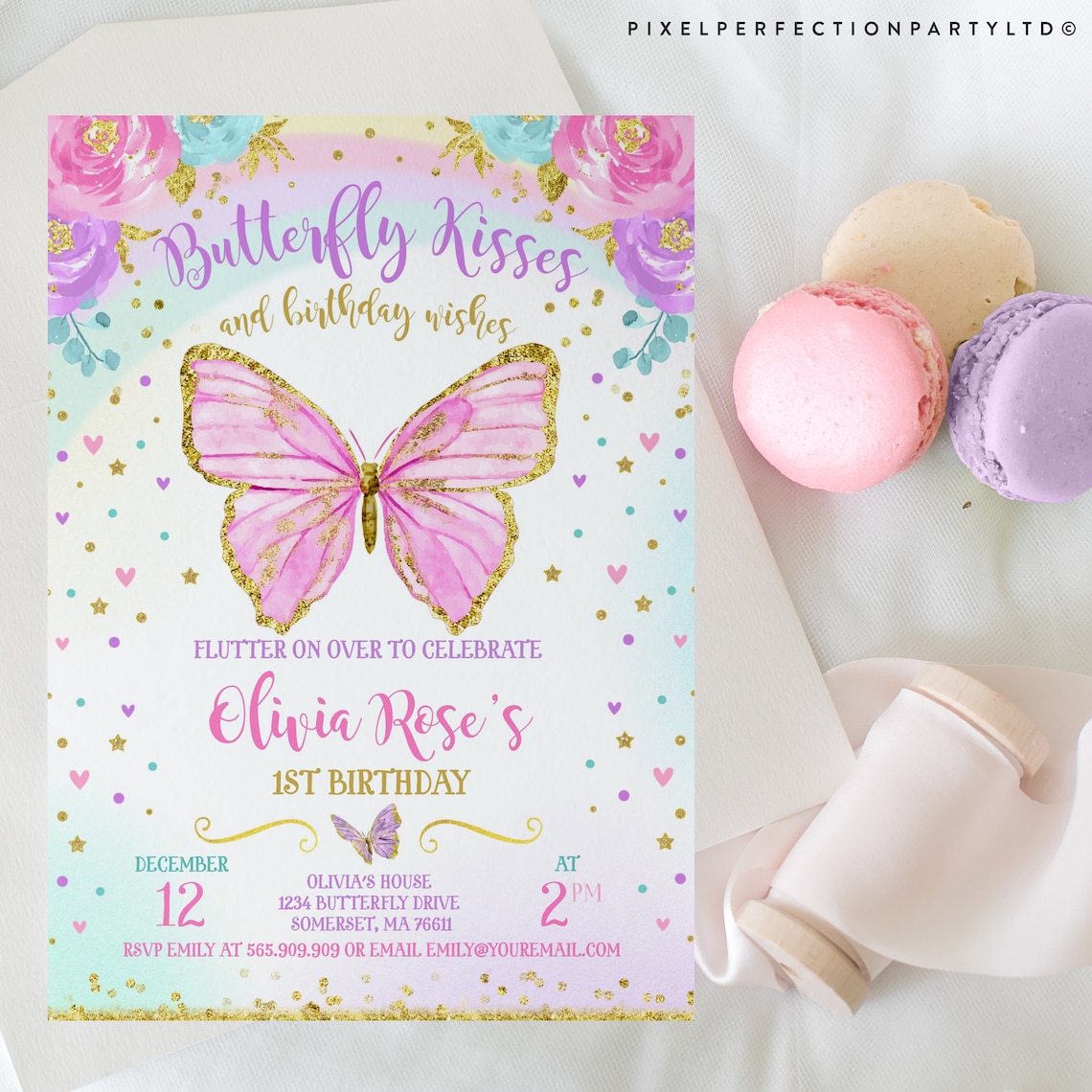 Butterfly Birthday Invitation Butterfly Invitation Whimsical - Etsy