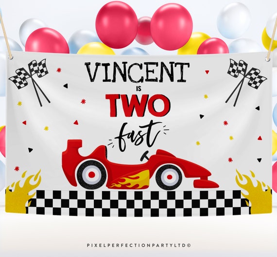 Editable Digital Download Two Fast Race Car Birthday Party Backdrop ...