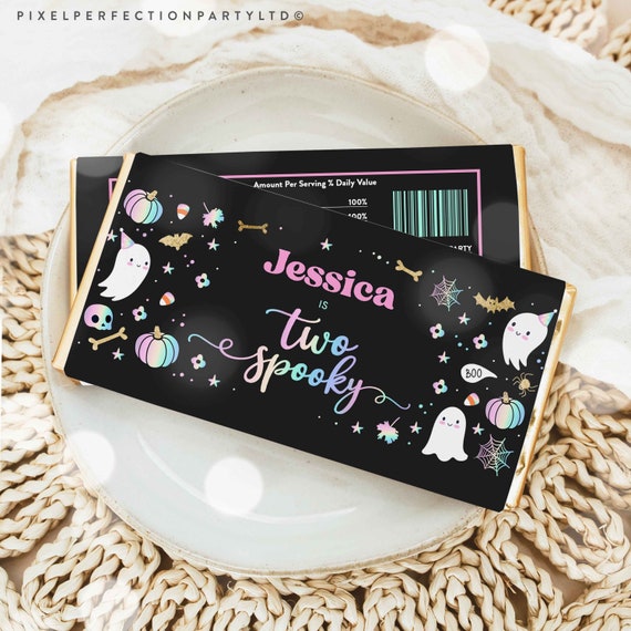 Editable Pastel Halloween Ghost Candy Bar Wrapper Ghost Two Spooky ...