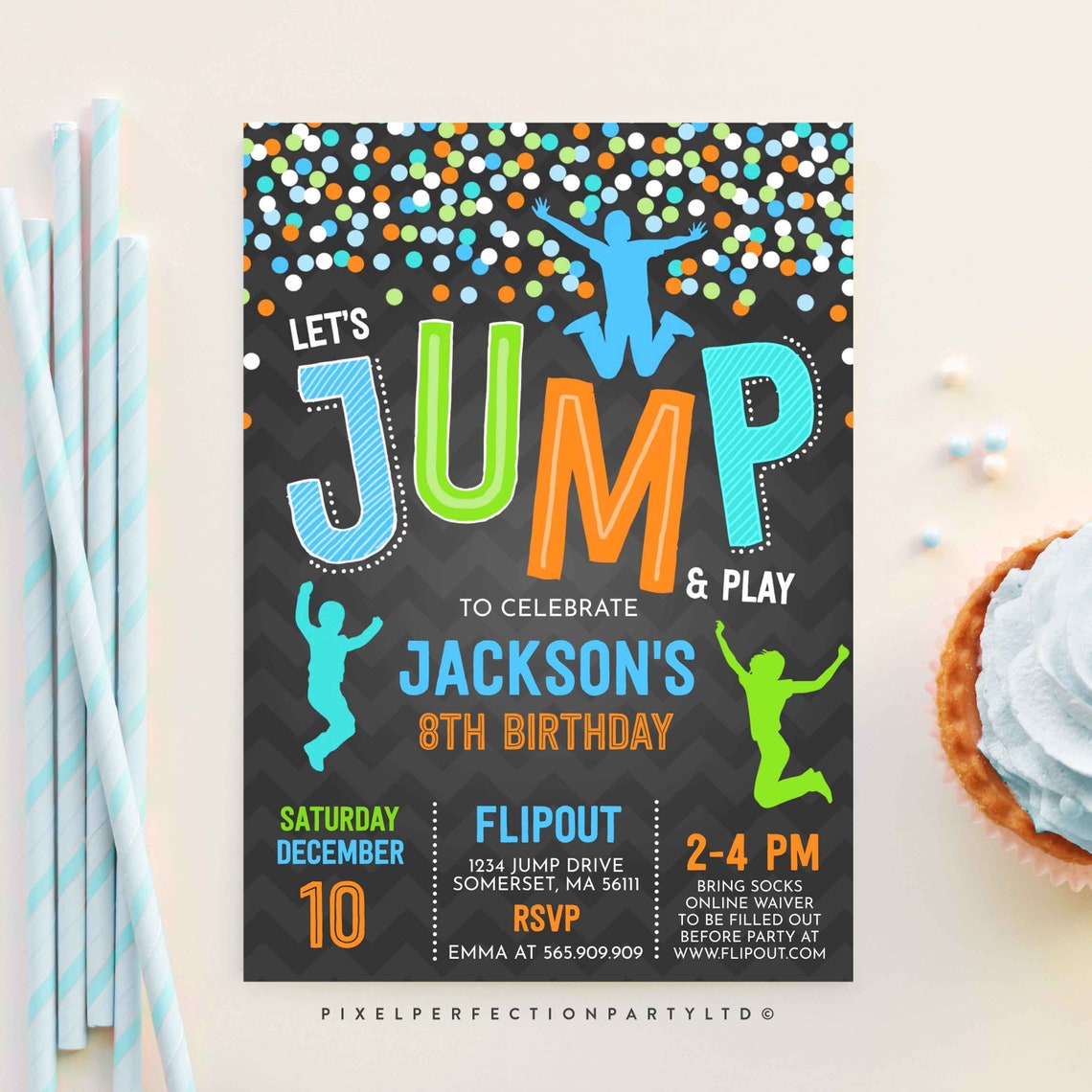 Jump Invitation Jump Birthday Invitation Trampoline Party - Etsy