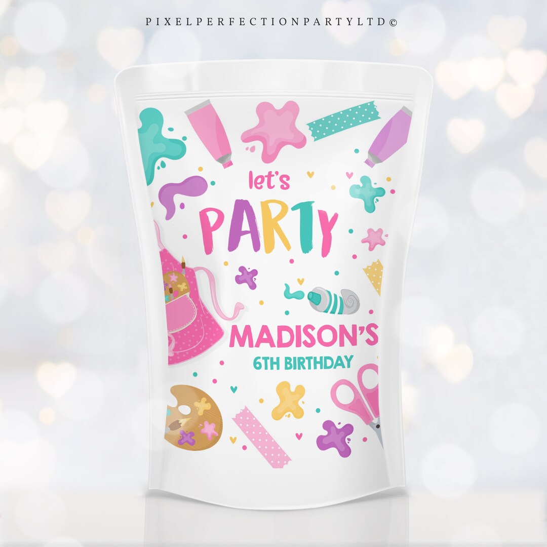Editable Art Birthday Party Juice Pouch Labels Painting Party - Etsy