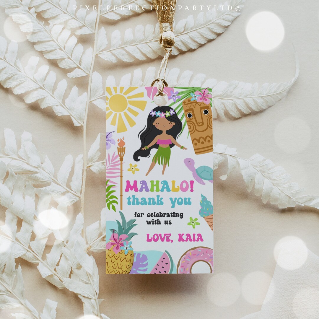 Editable Hawaiian Luau Birthday Luggage Favor Tags Pineapple Birthday ...