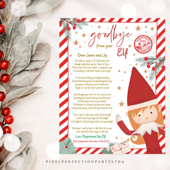 Editable Elf Goodbye Letter Elf Departure Letter Elf Farewell Letter ...