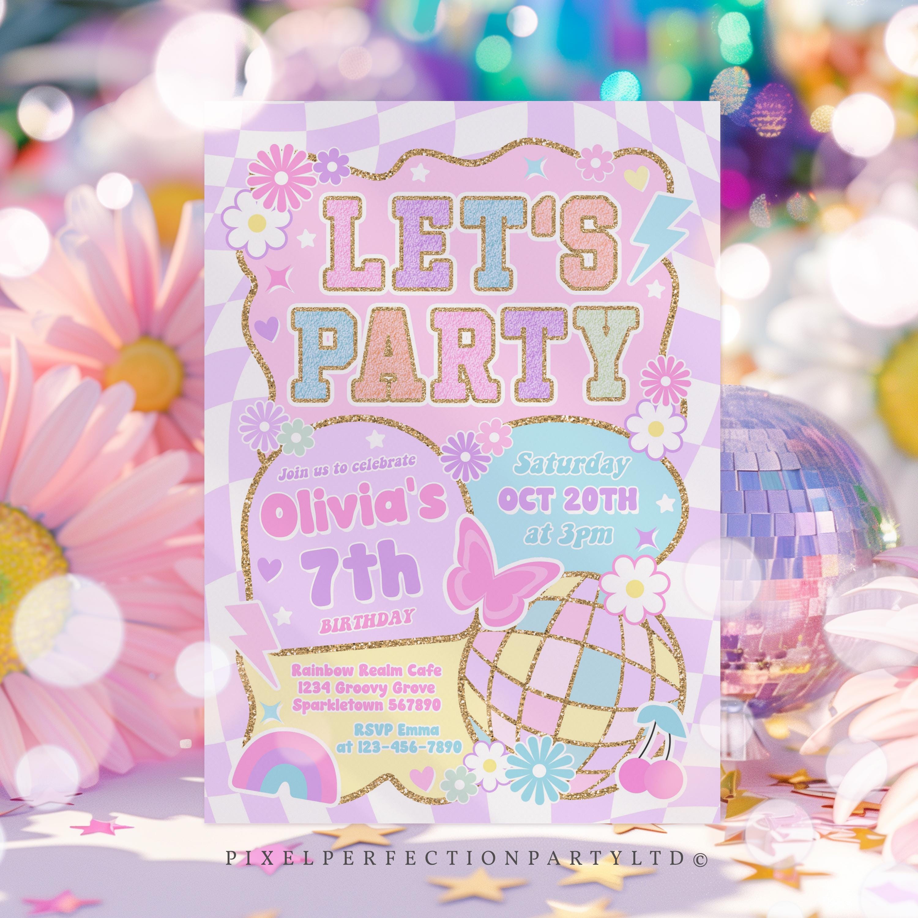 Editable Preppy Tween Teen Birthday Party Invitation Let's Party ...