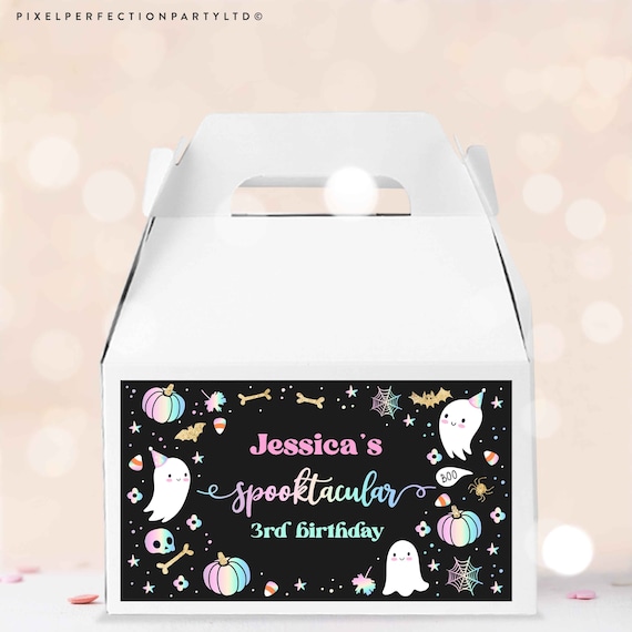 Editable Pastel Halloween Gable Box Labels Ghost Spooky Treat Theme ...