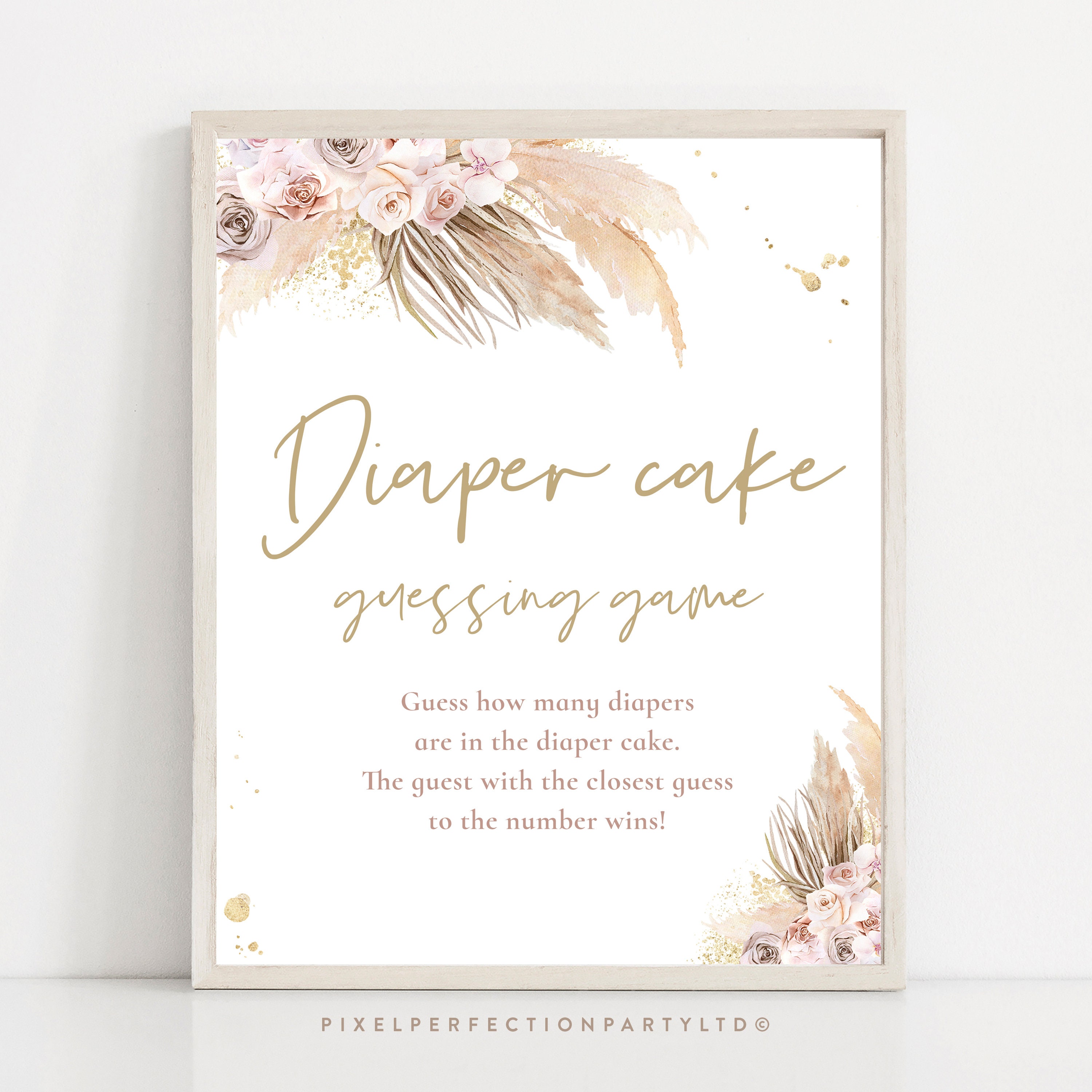 INSTANT DOWNLOAD Guess How Many Diapers Purple Watercolor Floral Baby ...