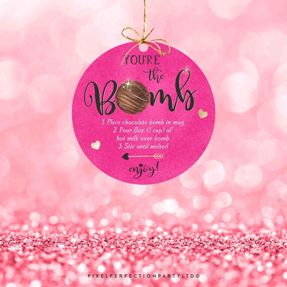 Editable Hot Chocolate Bomb Tag Valentine's Day Hot Cocoa Bomb Tag Your ...