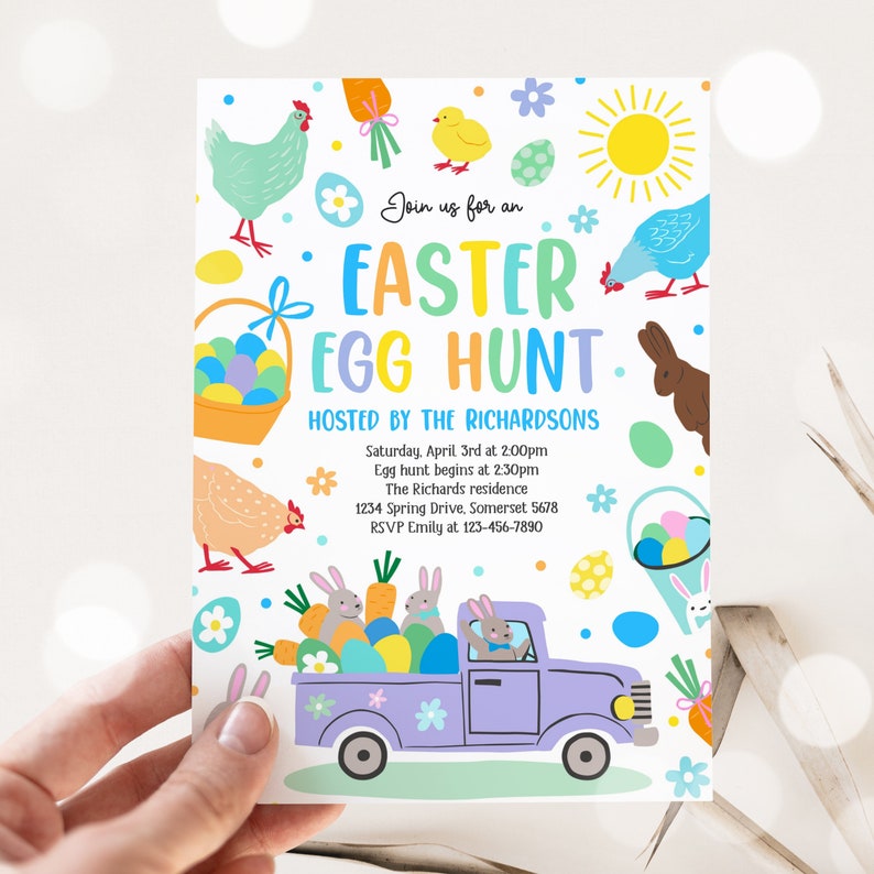 Editable Easter Egg Hunt Invitation Easter Egg Event Party - Etsy