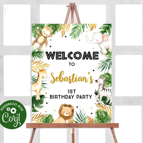 Safari Welcome Sign Instant Download Jungle Birthday - Etsy