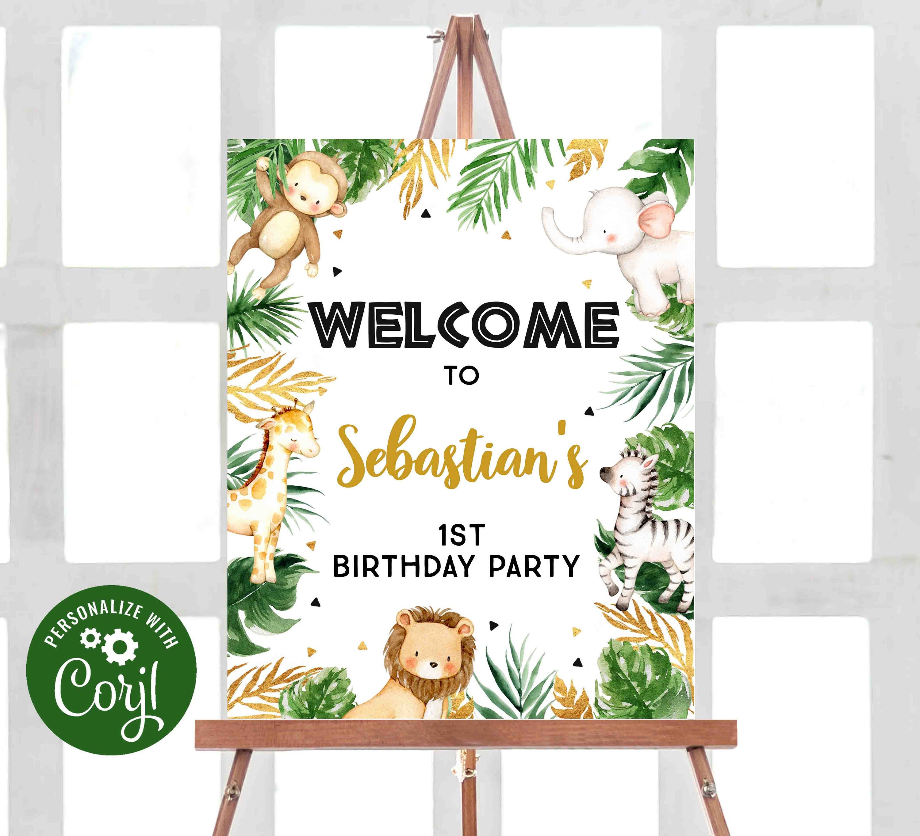 Editable Safari Welcome Sign Gold Safari Jungle Birthday - Etsy Australia
