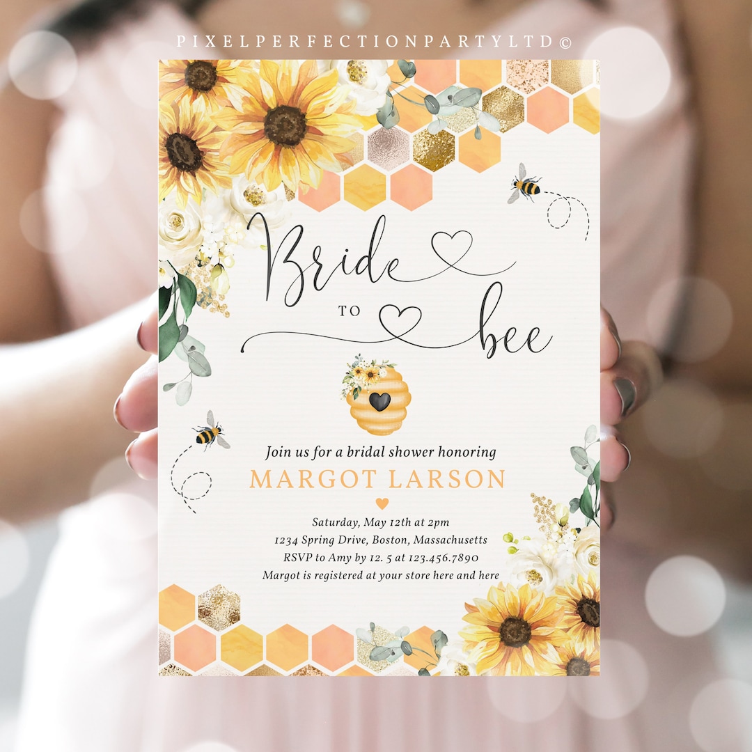 Editable Sunflower Bee Bridal Shower Invitation Sunflower Bride to Bee ...