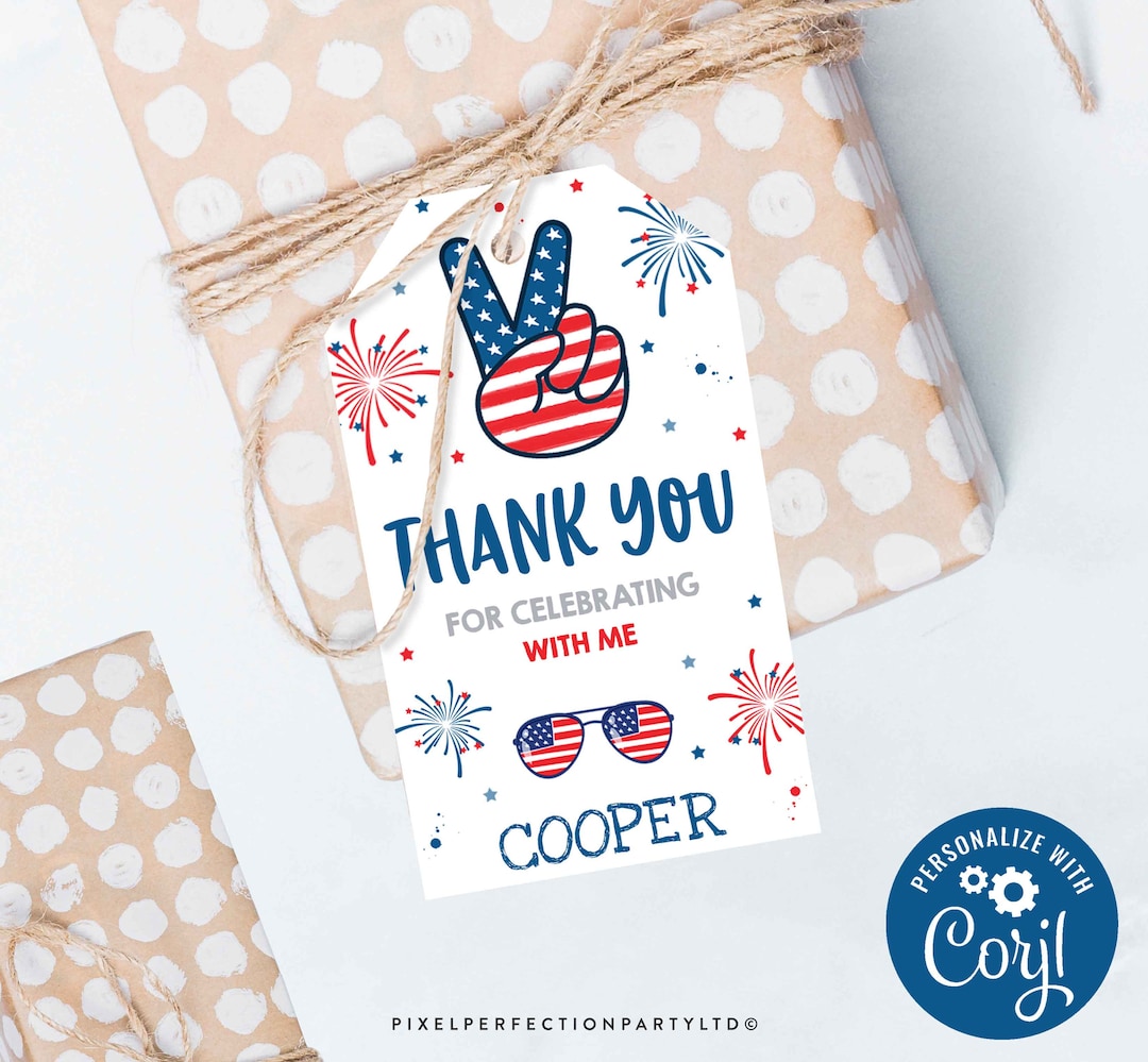 Editable 4th of July Birthday Favor Tag 4th of July Red White and Blue ...
