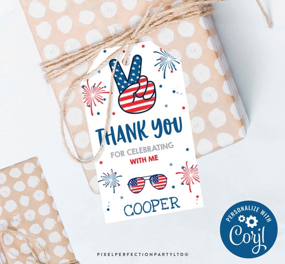 Editable 4th Of July Birthday Favor Tag 4th Of July Red White And Blue ...
