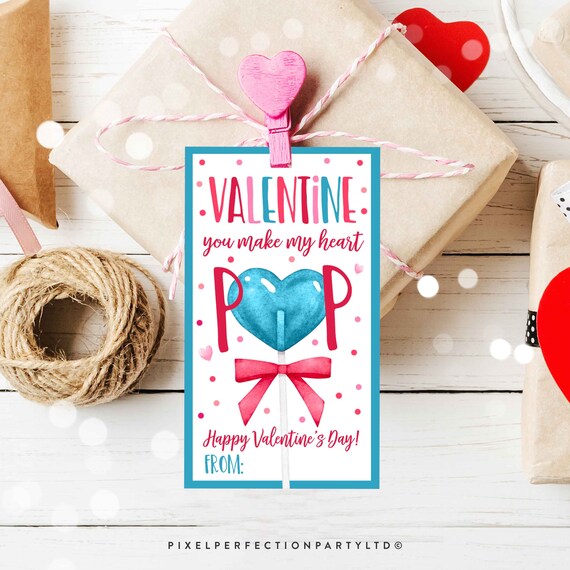 Editable You Make My Heart Pop Valentine's Day Gift Tag Valentine ...