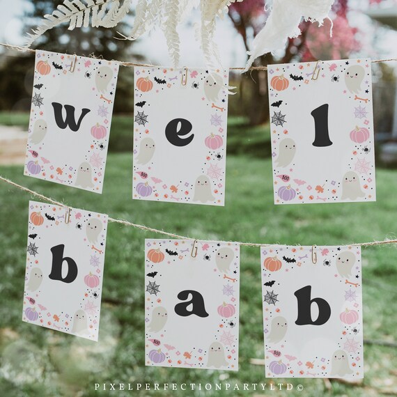 Editable Little Boo Baby Shower Welcome Flag Banner Spell - Etsy