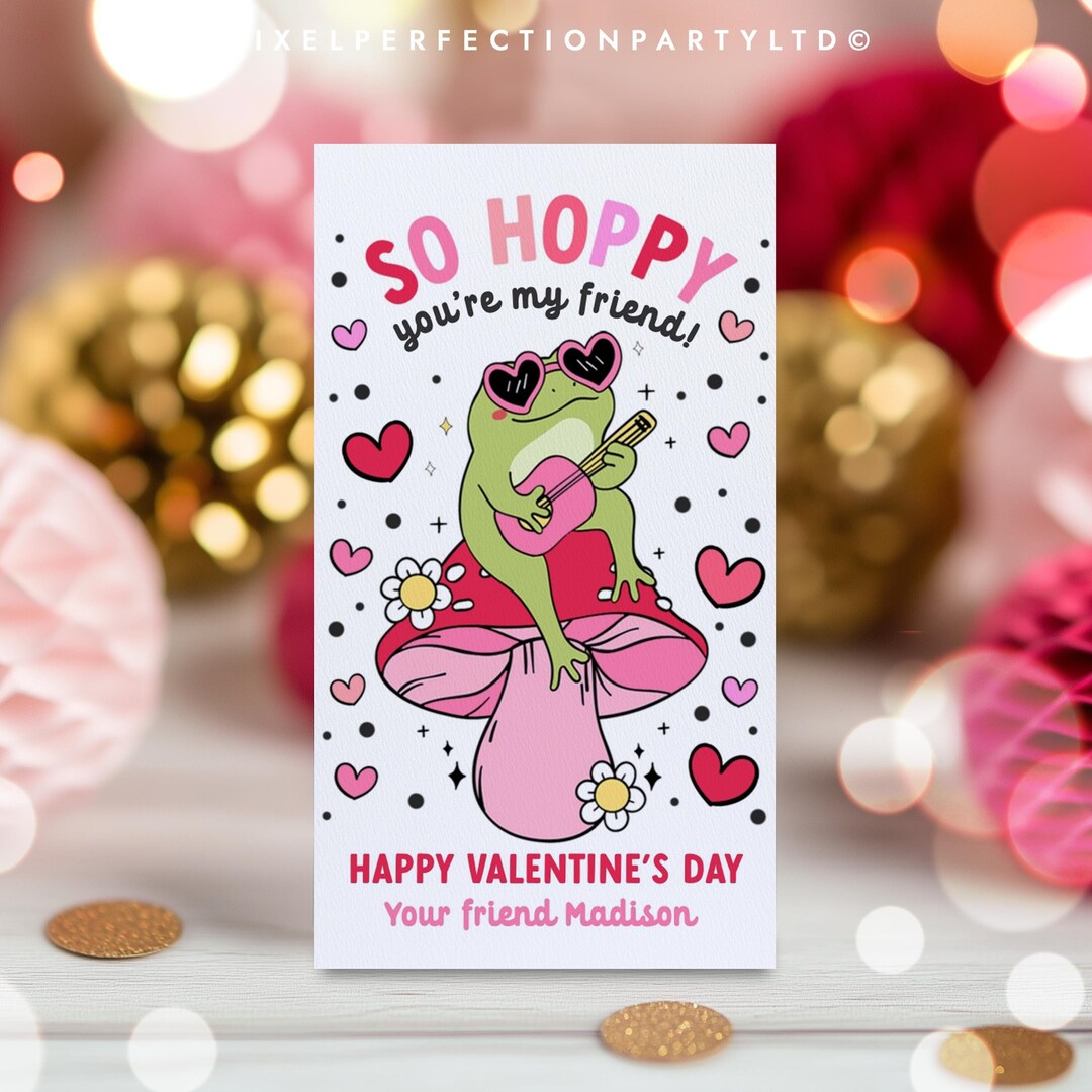 Editable Frog Valentine's Day Gift Tag so Hoppy We Are Friends ...
