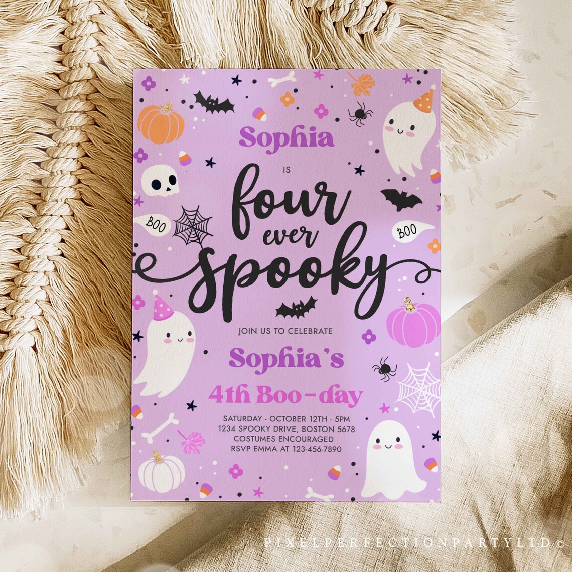 Editable Four Ever Spooky Halloween Ghost 4th Birthday Party - Etsy