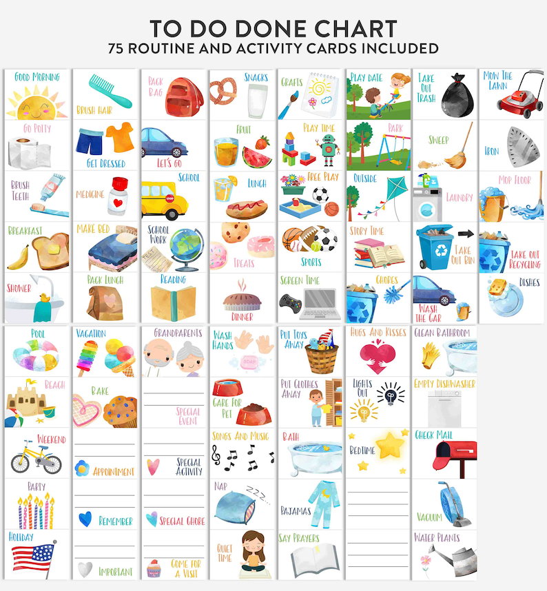 Visual Schedule Kids Daily Routine Chart to Do Done Chart to | Etsy UK