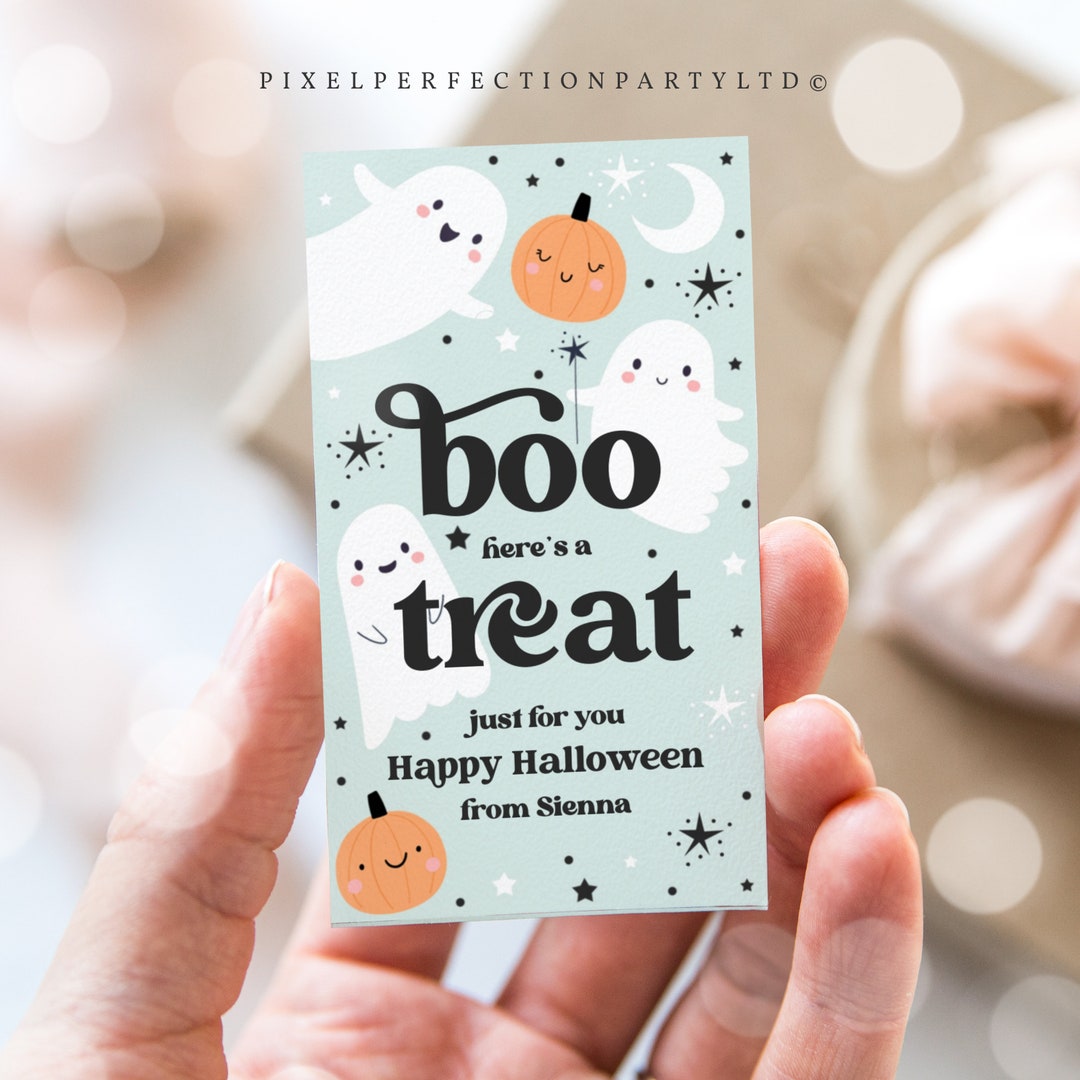 Editable Halloween Ghost Gift Tag Boo Here's A Treat for You Tag Trick ...