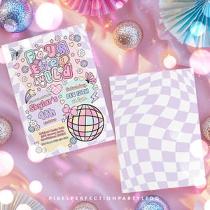 Editable Four Ever Wild Preppy Birthday Party Invitation Y2K Retro ...