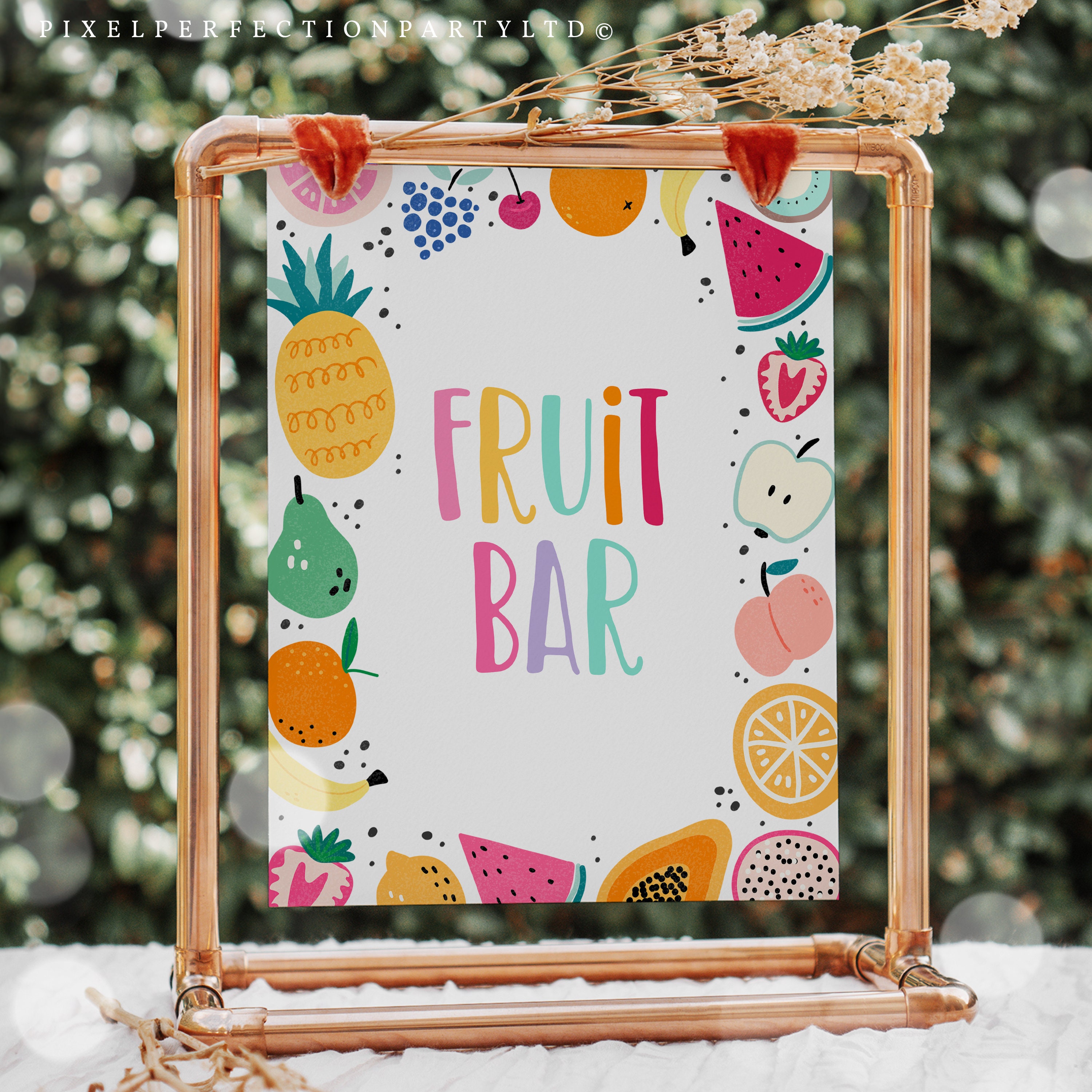 Two-tti Frutti Fruit Bar Birthday Party Table Sign Two-tti Frutti 2nd ...