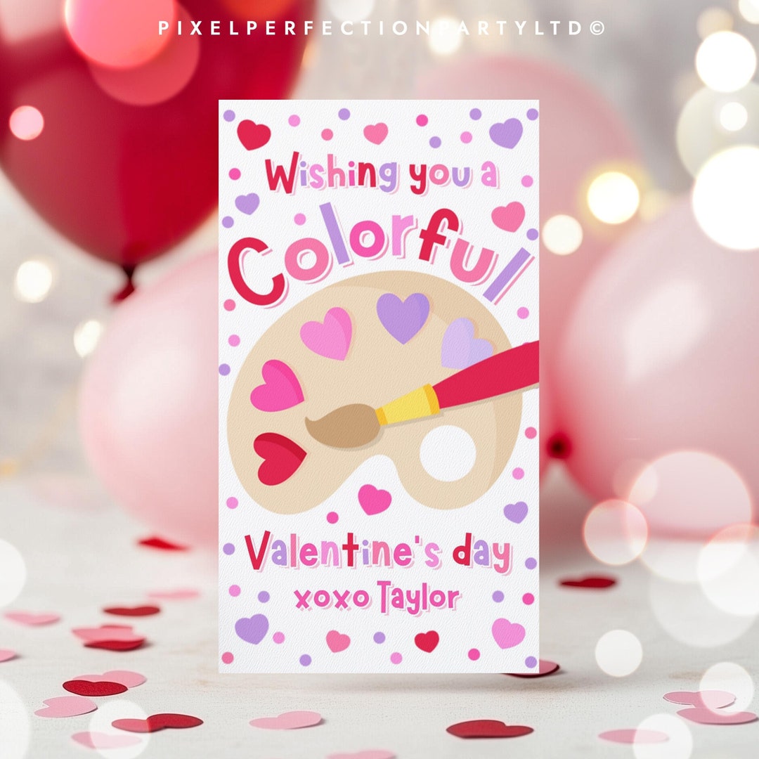 Editable Wishing You A Colorful Valentine's Day Tag Paint Palette Paint ...