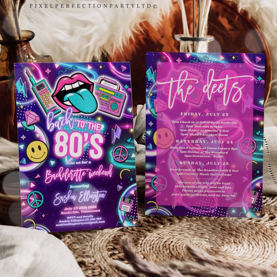 Editable 80s Bachelorette Weekend Invitation And Itinerary Back To The ...
