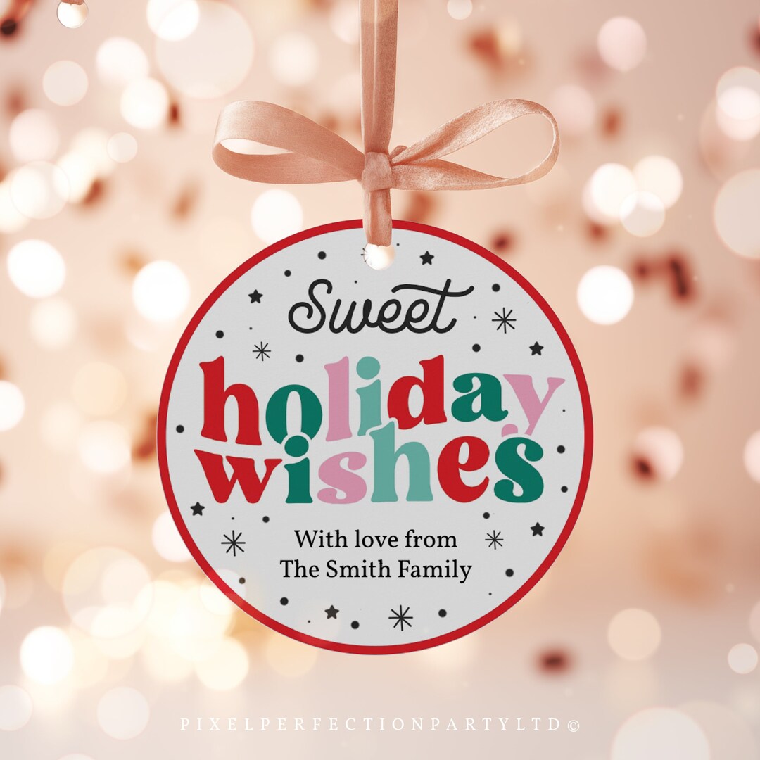 Editable Sweet Holiday Wishes Christmas Gift Tag Sweet Wishes Staff ...