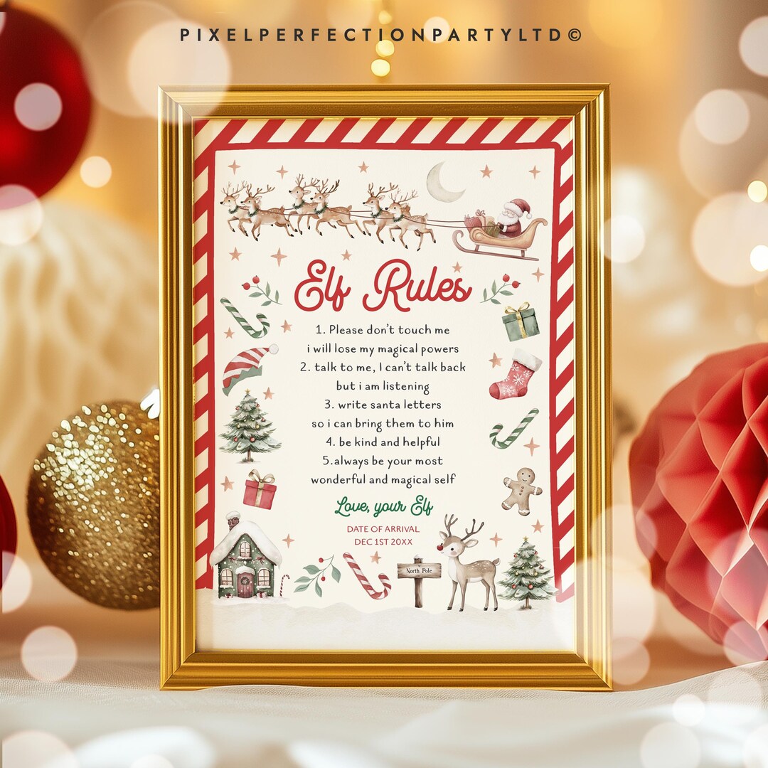 Editable Elf Rules and Surveillance Camera Sign Elf Rules to Follow Elf ...