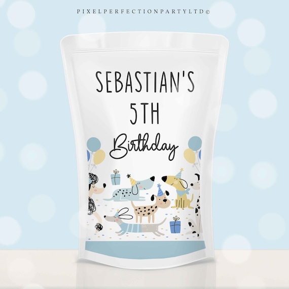 Puppy Party Capri Sun Labels Dog Birthday Party Boy Blue Puppy Pet ...