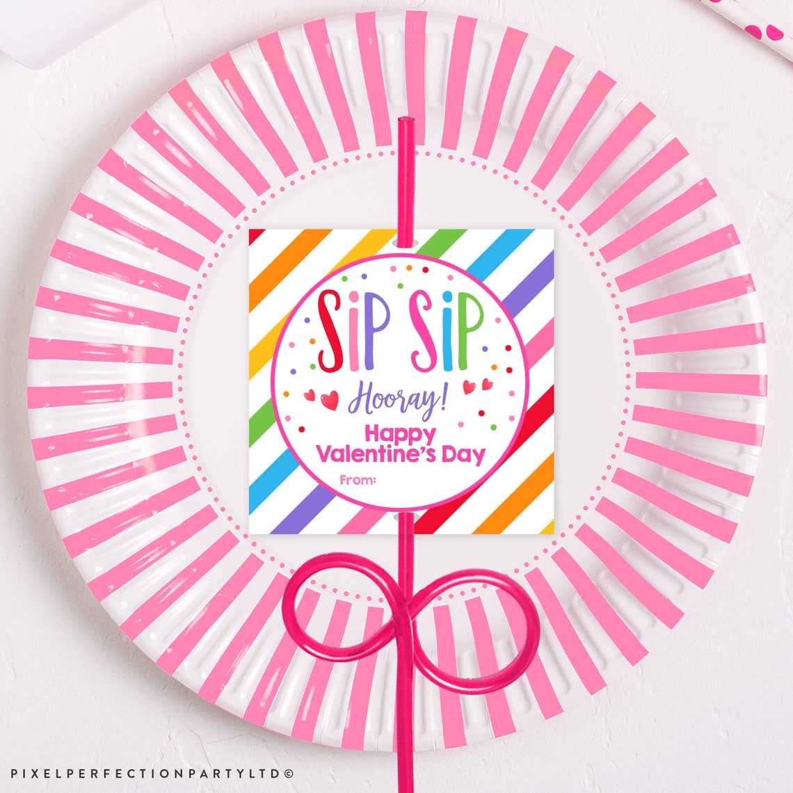 Editable Sip Sip Hooray Valentineʼs Day Gift Tag Valentine | Etsy