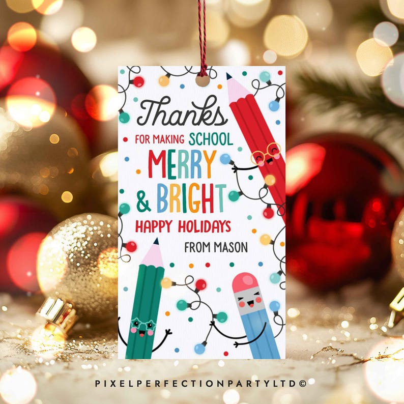 Editable Thank You for Making School Merry and Bright Christmas Gift ...