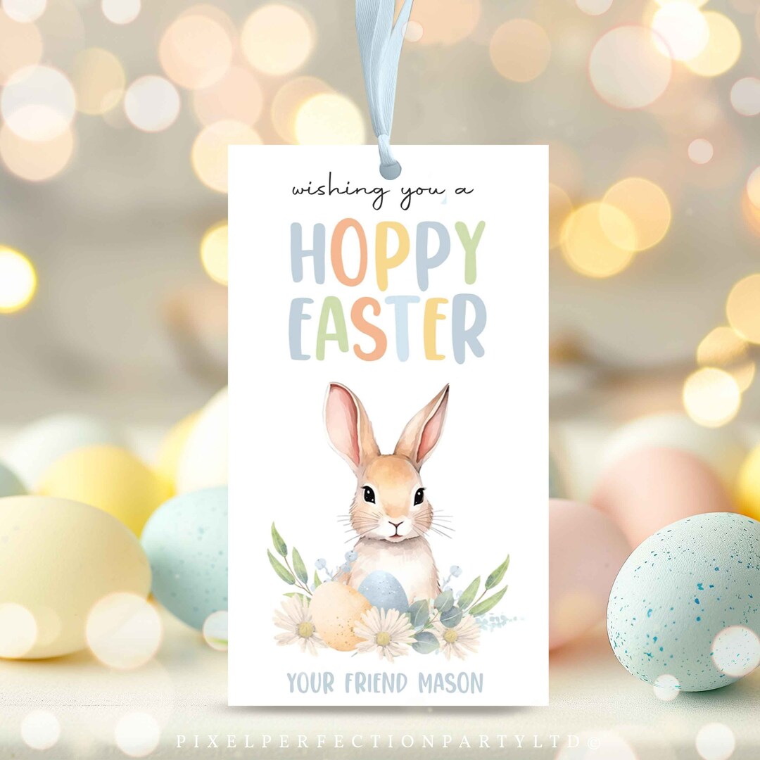 Editable Happy Easter Gift Tag Hoppy Easter Gift Tag Easter Friend Tag ...