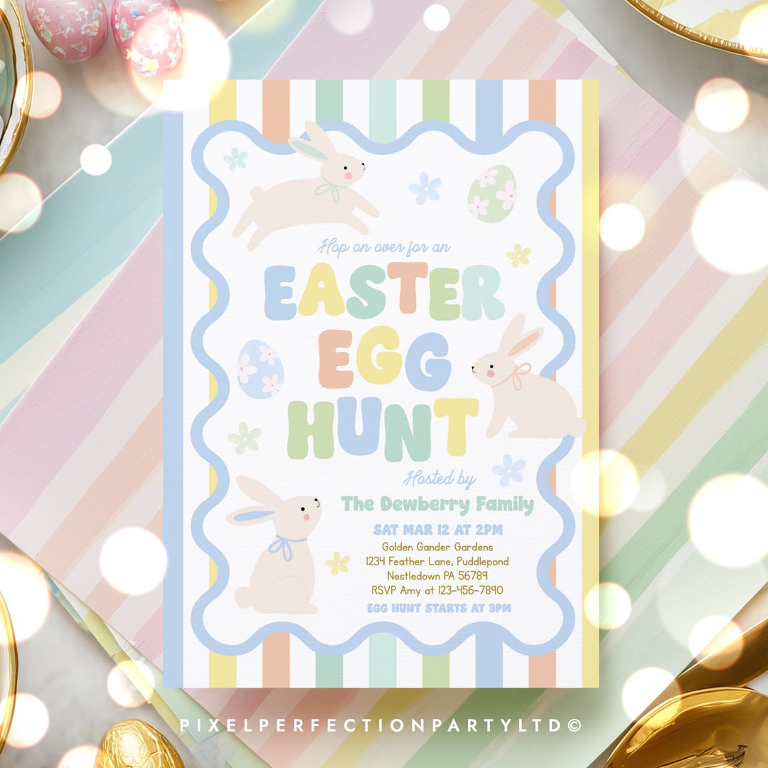 Editable Easter Egg Hunt Invitation Easter Egg Event Party Neighborhood ...