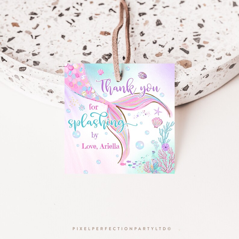 Editable Mermaid Birthday Favor Tag Mermaid Gift Tag Whimsical - Etsy
