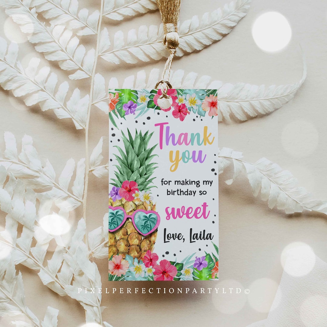 Editable Hawaiian Luau Birthday Luggage Favor Tags Pineapple Birthday ...