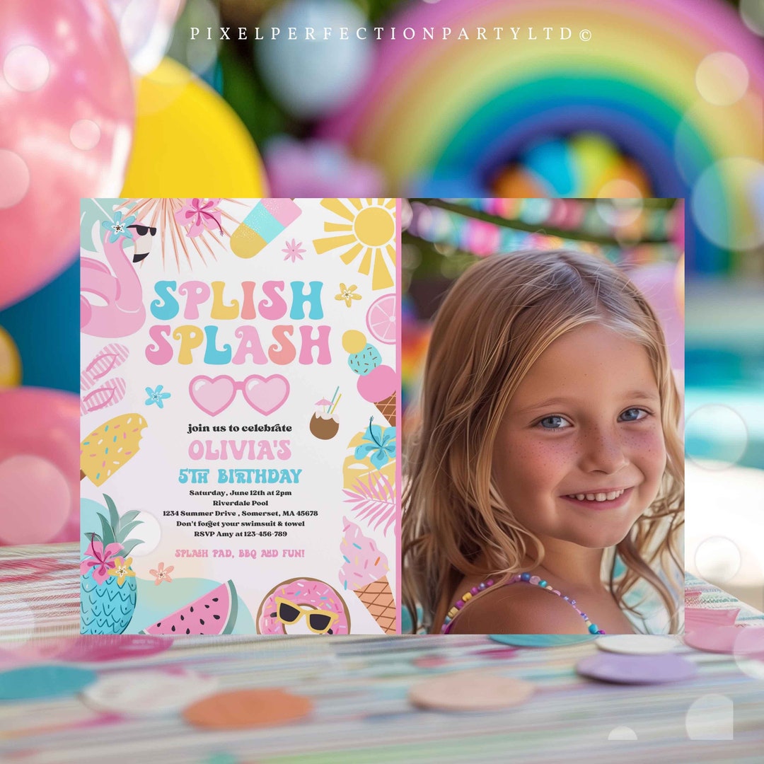 Pool Party Decorations Tropical Splash Birthday Backdrop - 7x5ft Summer ...