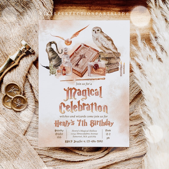 Editable Wizard Birthday Party Invitation Magical Wizardry School ...